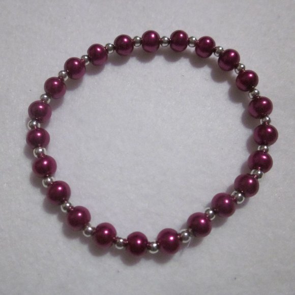 Hand Crafted | Jewelry | Fuchsia And Silver Bracelet | Poshmark